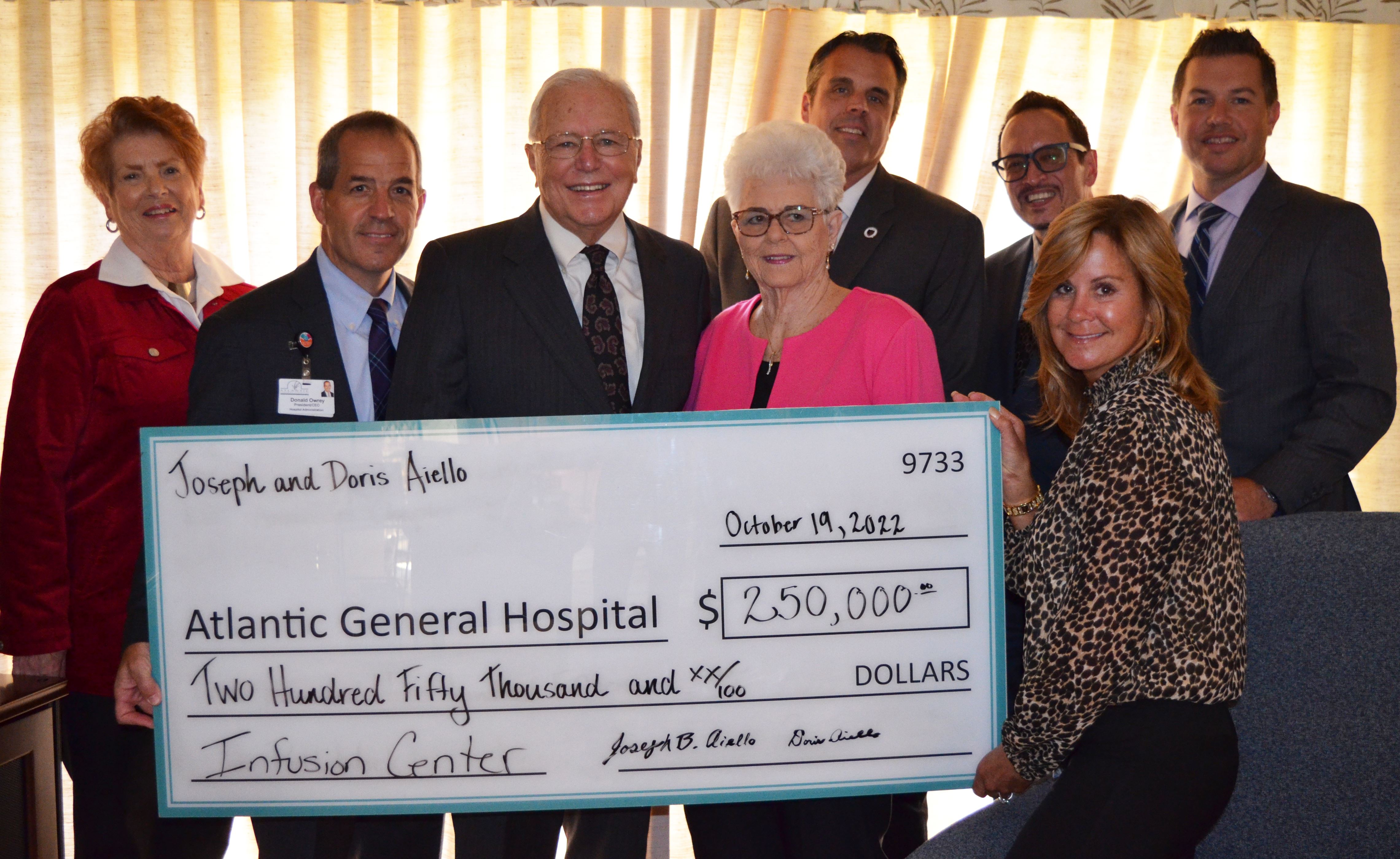 Doris and Joseph Aiello Donate $250,000 to Atlantic General Hospital