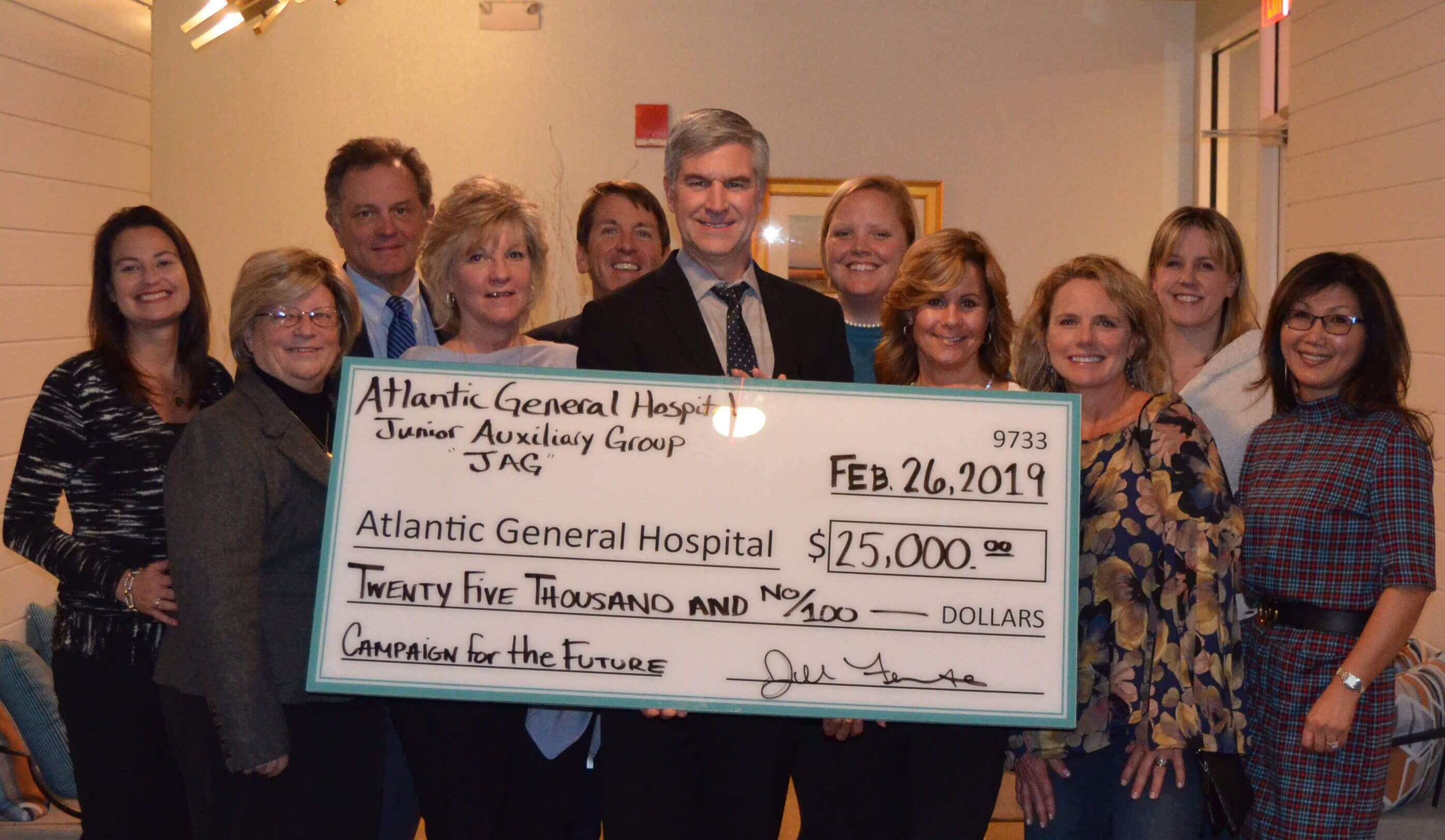 ATLANTIC GENERAL HOSPITAL JUNIOR AUXILIARY GROUP PRESENTS CHECK